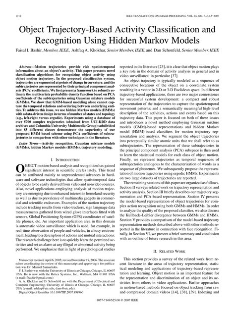 Pdf Object Trajectory Based Activity Classification And Recognition