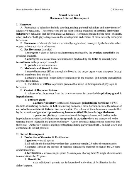 Reproductive Behavior Lectures Sexual Behavior I Hormones Sexual Development I Studocu