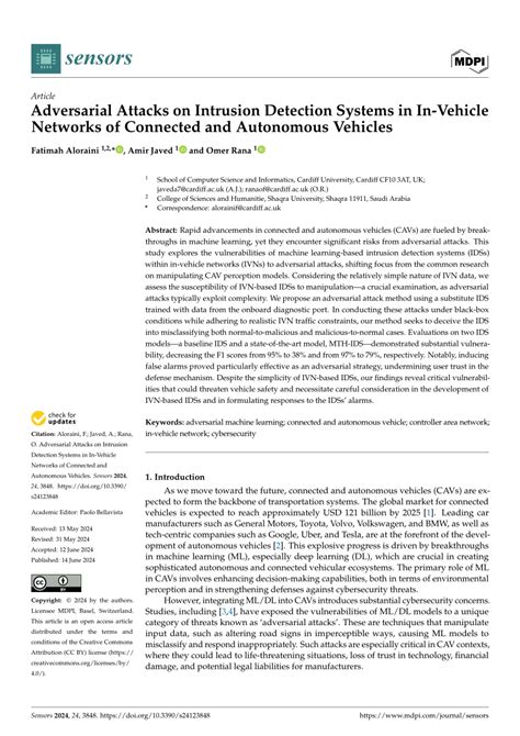 Pdf Adversarial Attacks On Intrusion Detection Systems In In Vehicle