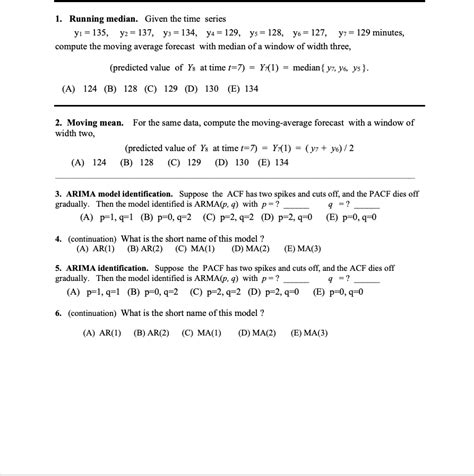 Solved 1 Running Median Given The Time Series