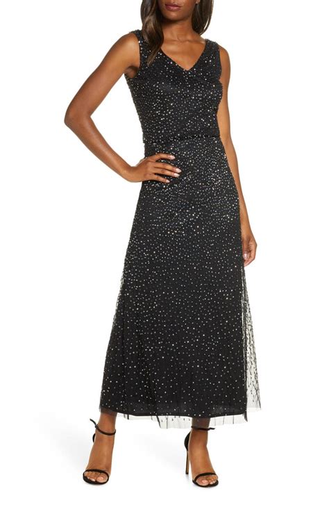 Pisarro Nights Beaded Double V Neck Gown Regular And Petite Nordstrom