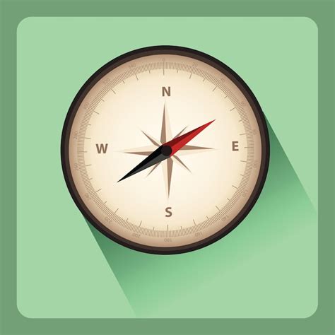 Premium Vector Modern Compass Flat Icon With Shadow Effectvector Design