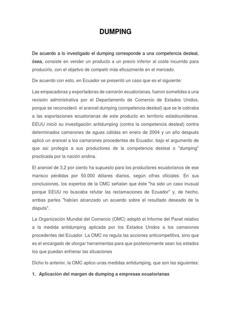 Dumping Pdf Dumping Política De Precios Organización De