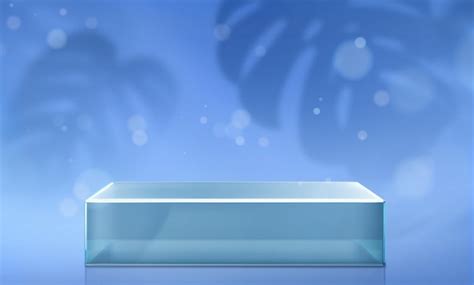 Glass Rectangle Product Podium On Blue Background Free Vector