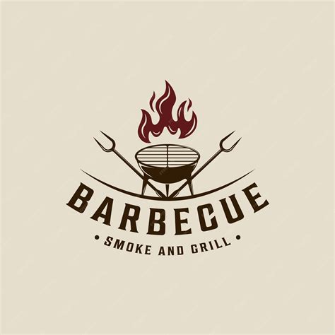 바베큐 그릴 실루 로고 터 빈티지 일러스트레이션 템플릿 아이콘 그래픽 디자인 Bbq 스테이크 프리미엄 벡터