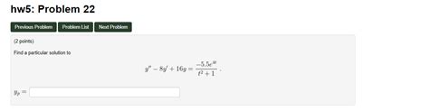 Solved Hw5 Problem 22 Previous Problem Problem List Next