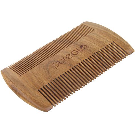 Natural Wooden Beard Brush Short Green Sandalwood Comb Pureglo Naturals