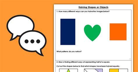 Fractions Year 1 Halving Shapes Or Objects Free Discussion Problems