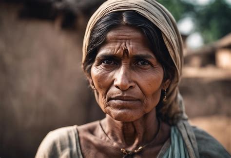 Premium Photo Poor Village Woman Portrait Skin Close Ups Indian