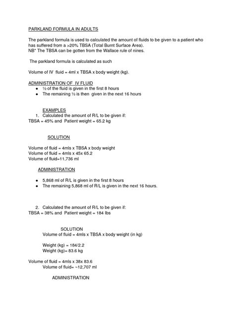 Parkland Formula For Burn Fluid Resuscitation Pdf Wellness
