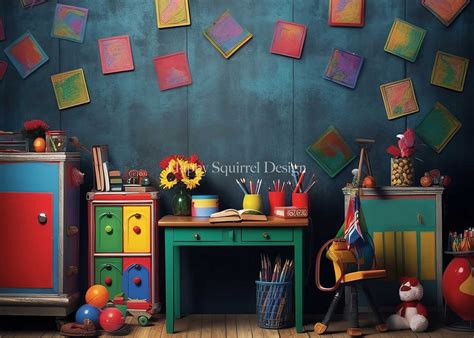 Kate Colorful Classroom Backdrop For Photography