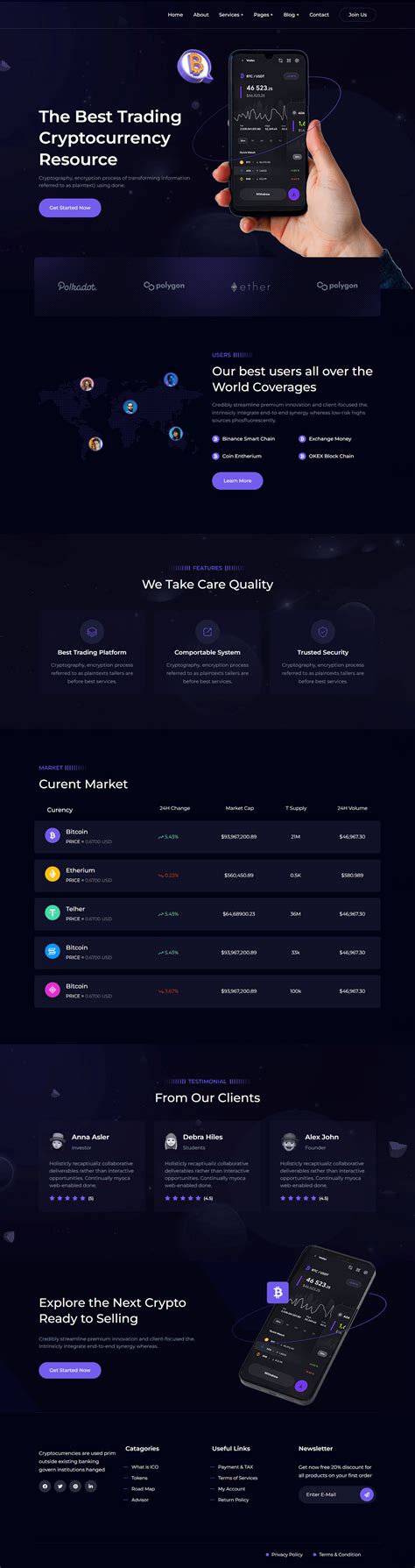 Crypto Landing Page Development Blockchain Uiux Behance
