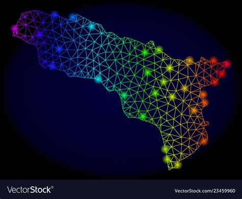 Polygonal Wire Frame Spectrum Mesh Map Royalty Free Vector