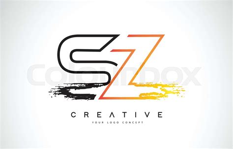 Sz Creative Modern Logo Design With Orange And Black Colors Monogram