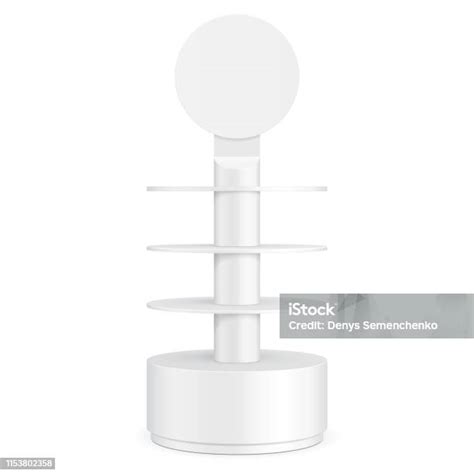 선반을 가진 슈퍼마켓 빈을 위한 둥근 마분지 지 면 진열대 선반 흰색 배경에 고립 된 그림 디자인을 위한 준비 제품 광고 벡터 Eps10 3차원 형태에 대한 스톡 벡터 아트