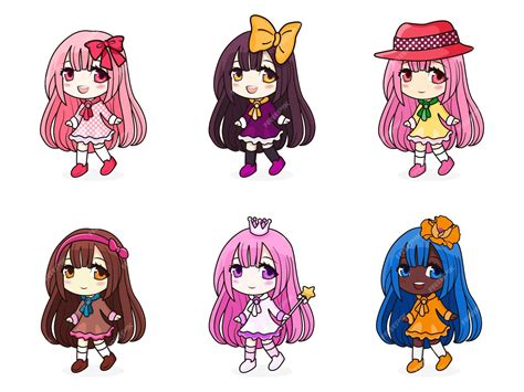Collection Dillustrations Mignonnes De Filles Animées Isolées Avec