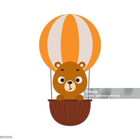 뜨거운 공기 풍선에 날아 다니는 귀여운 작은 곰 아이 티셔츠 보육원 장식 베이비 샤워 인사말 카드 초대장 집 인테리어를위한 만화