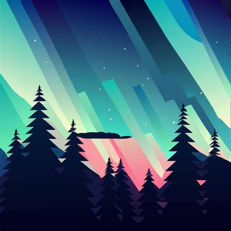 Northern Lights Simple Pattern Vector Illustration Premium Ai Generated Vector