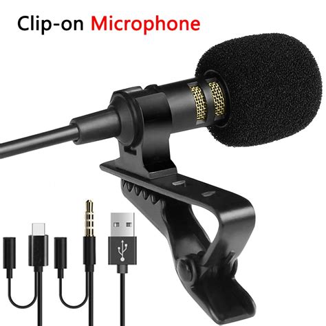 마이크 Pc 노트북 스마트폰 회의 마이크용 Usb 라발리에 C타입 클립 라펠 5mm 콘덴서 1 5m 티몬