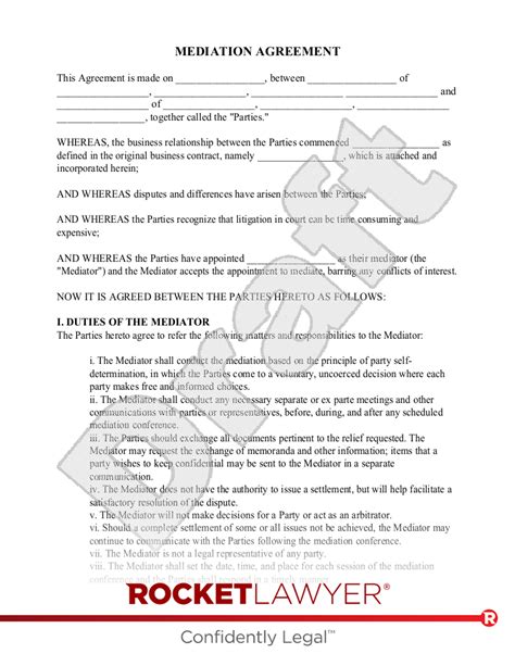 Mediation Agreement Template Sample Template Samples