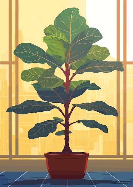 Premium Vector Fiddleleaf Fig Flat Vector Art Illustration Cartoon
