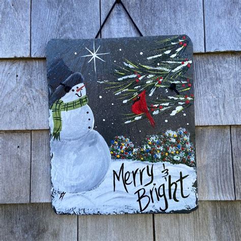 Christmas Snowman Slate Sign Christmas Slate Sign Christmas Door