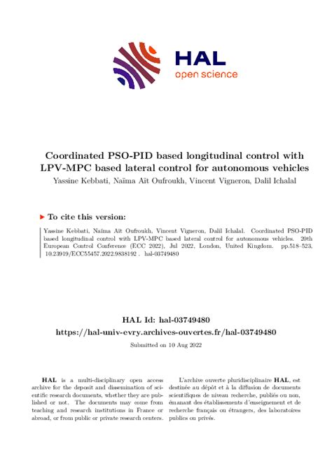 Pdf Coordinated Pso Pid Based Longitudinal Control With Lpv Mpc Based