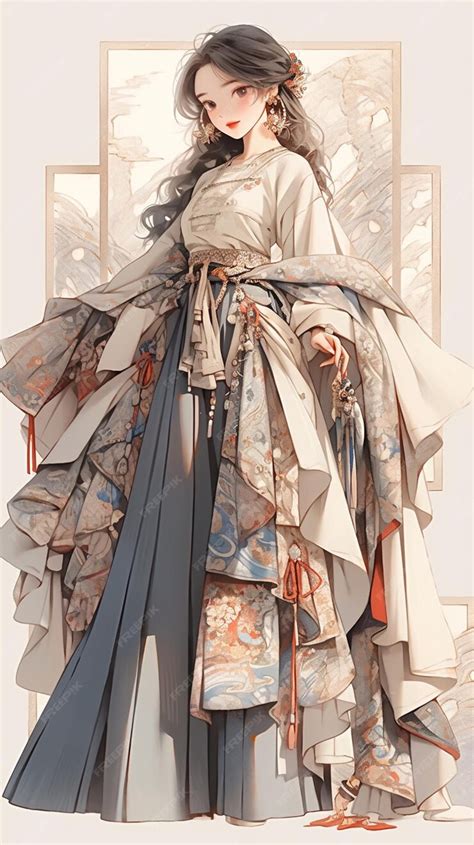 Premium Photo Anime Girl In A Kimono Dress With A Fanciful Design