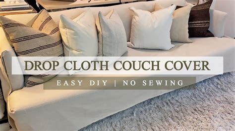 How To Use Canvas Drop Cloths As Slip Covers No Sewing Required Artofit