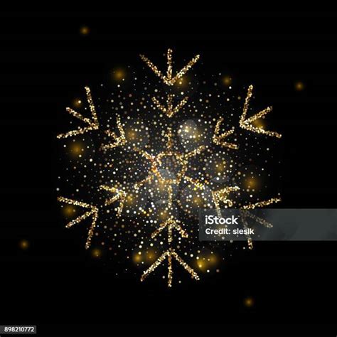Kepingan Salju Emas Berkilau Dengan Tekstur Berkilau Untuk Natal Kartu