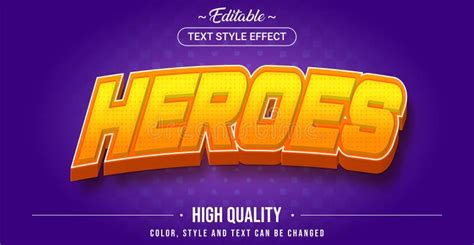 Editable Text Style Effect Heroes Theme Style Stock Vector