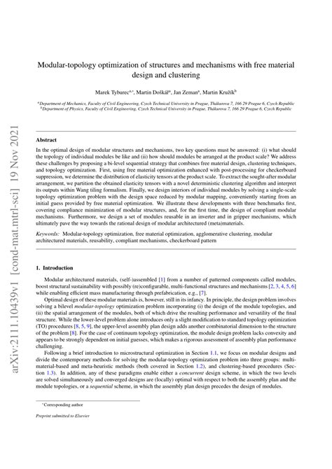 PDF Modular Topology Optimization Of Structures And Mechanisms With Free Material Design And