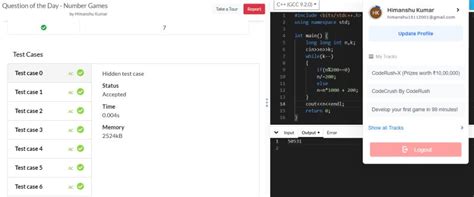 Himanshu Kumar On Linkedin Numbergames Cpp Day27 30daysofcode Community Coding Programming