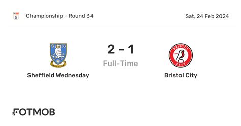 Sheffield Wednesday Vs Bristol City Live Score Predicted Lineups And