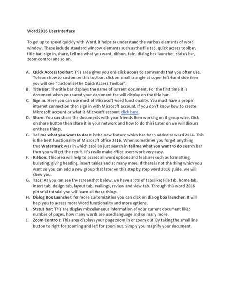 Word 2016 User Guide Basic I Pdf Window Computing Software