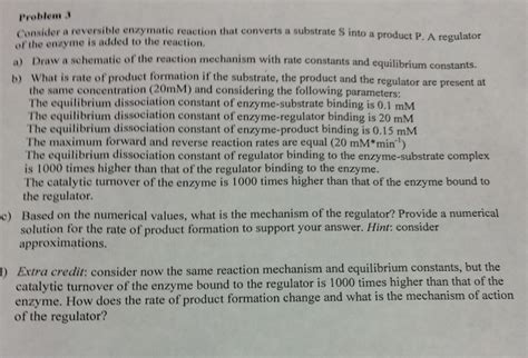 Consider A Reversible Enzymatic Reaction That