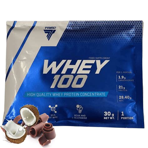 ПРОТЕИН ПОРЦИОННЫЙ СЫВОРОТОЧНЫЙ TREC NUTRITION WHEY 100 Шоколад-кокос ...