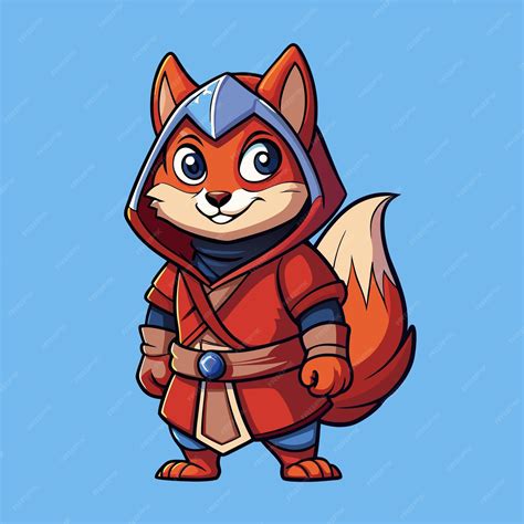 Adorable Squirrel In Assassin Hooded Suit Cartoon Vector Design