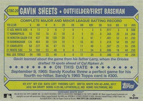 2022 Topps Chrome 1987 Topps Baseball 35th Anniversary 87bc 20 Gavin