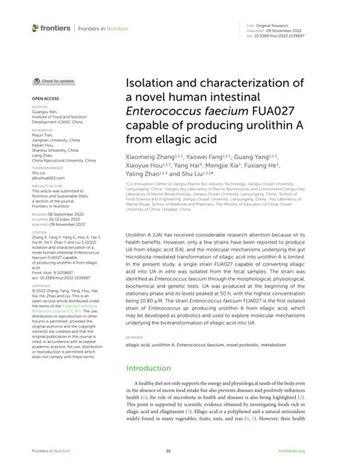 Pdf Isolation And Characterization Of A Novel Human Intestinal Enterococcus Faecium Fua027