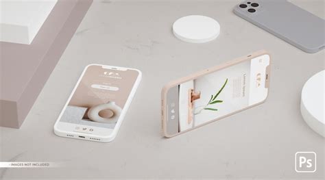 두 대의 휴대폰 모형에 대한 앱 Ui Ux 개념 프레젠테이션 프리미엄 Psd 파일