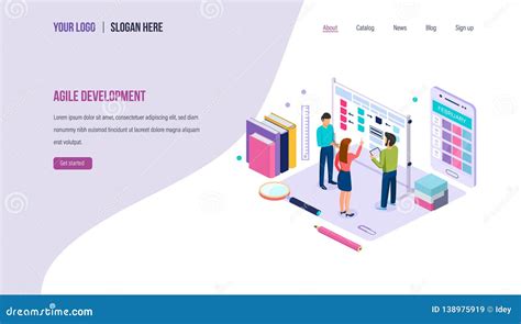 Agile Development Teamwork On Project Using Agile Technology Strategic Planning Stock Vector