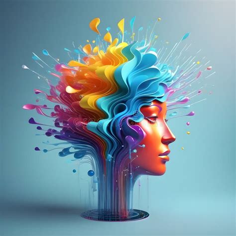 Bright Stream Of Consciousness Abstract 3d Illustration Stock