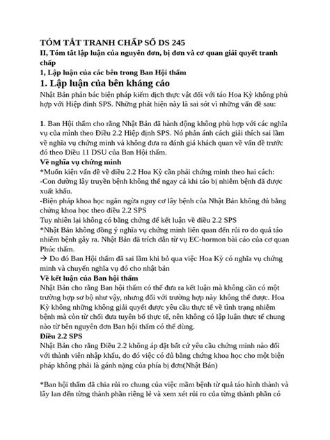 TÓm TẮt Tranh ChẤp SỐ Ds 245 Pdf
