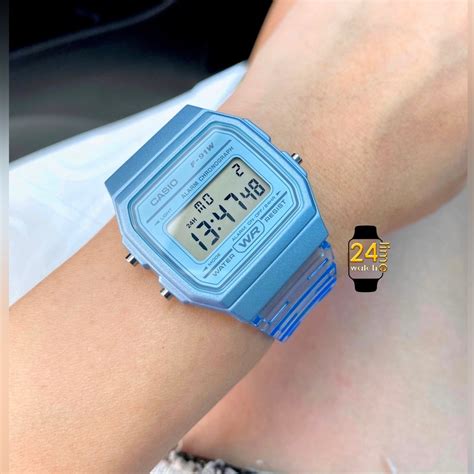 Casioผู้หญิงแท้ สายเรซิ่นสีฟ้าใส นาฬิกาcasio คาสิโอ นาฬิกาแบรนด์เนม