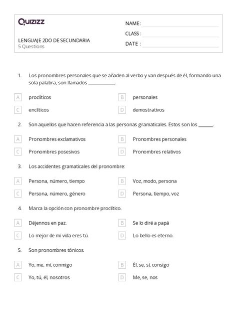 50 Pronombres Relativos Hojas De Trabajo Para Grado 2 En Quizizz