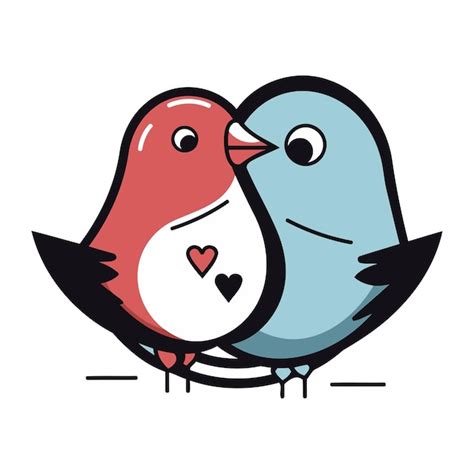 Premium Vector Cute Couple Of Birds In Love Valentines Day Vector