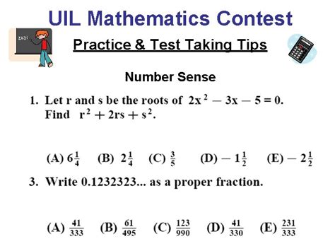 Uil Mathematics Contest Practice And Test Taking Tips