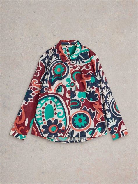 Sophie Organic Cotton Long Sleeve Shirt In Black Multi White Stuff
