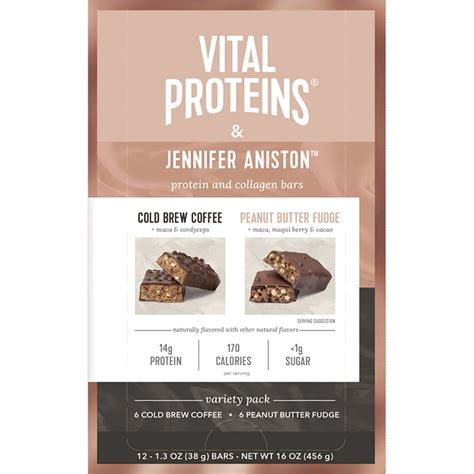 Vital Proteins And Jennifer Aniston Protein And Collagen Bars Variety Pack Cold Brew Coffee And